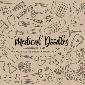 Hand Drawn Medical Clipart. Doodle Doctor, Medicine, Health Clip Art ...
