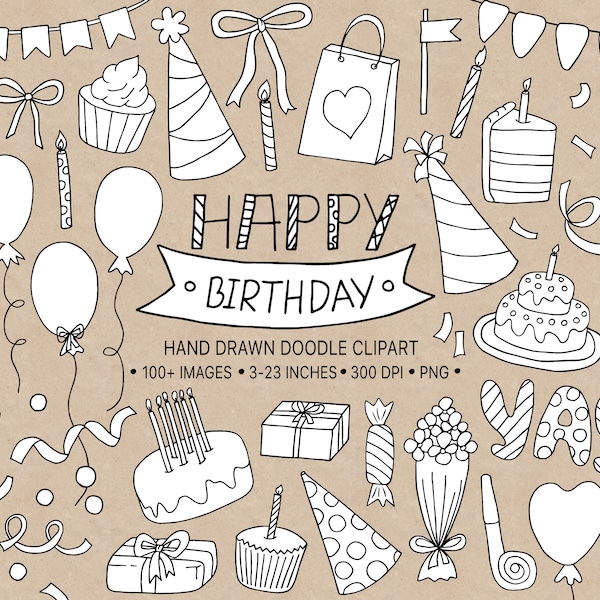 Hand Drawn Birthday - Etsy