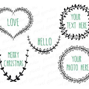 Digital Laurel Wreaths Clip Art. Black Wreaths Set. Vine Frames and ...