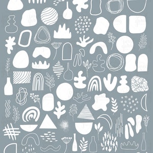 Abstract Boho Shapes Clip Art. Organic Abstract Collage Element Clipart. Mint, Pink Geometric ...