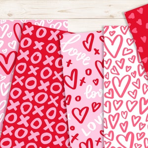 Love Seamless Patterns. Valentines Day Digital Paper. Hand Drawn Love ...