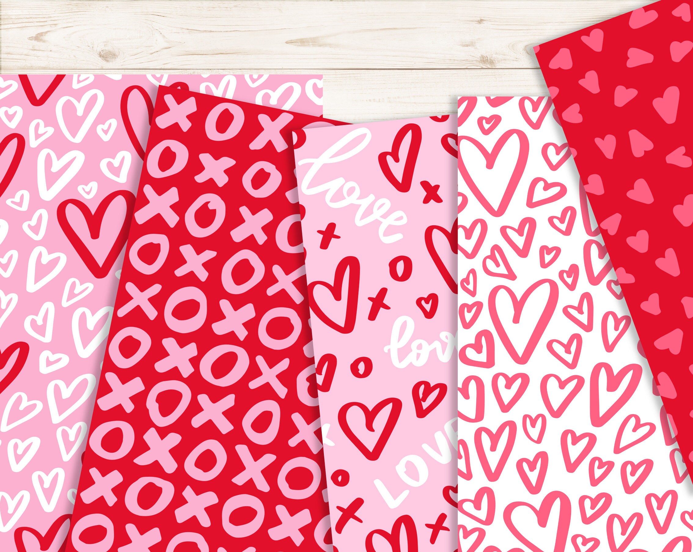 Love Seamless Patterns. Valentines Day Digital Paper. Hand Drawn Love ...