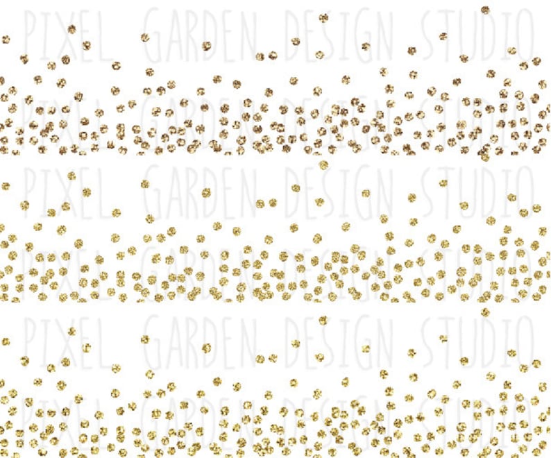 Glitter Confetti Borders Clip Art. Gold Glitter Frames. Gold - Etsy