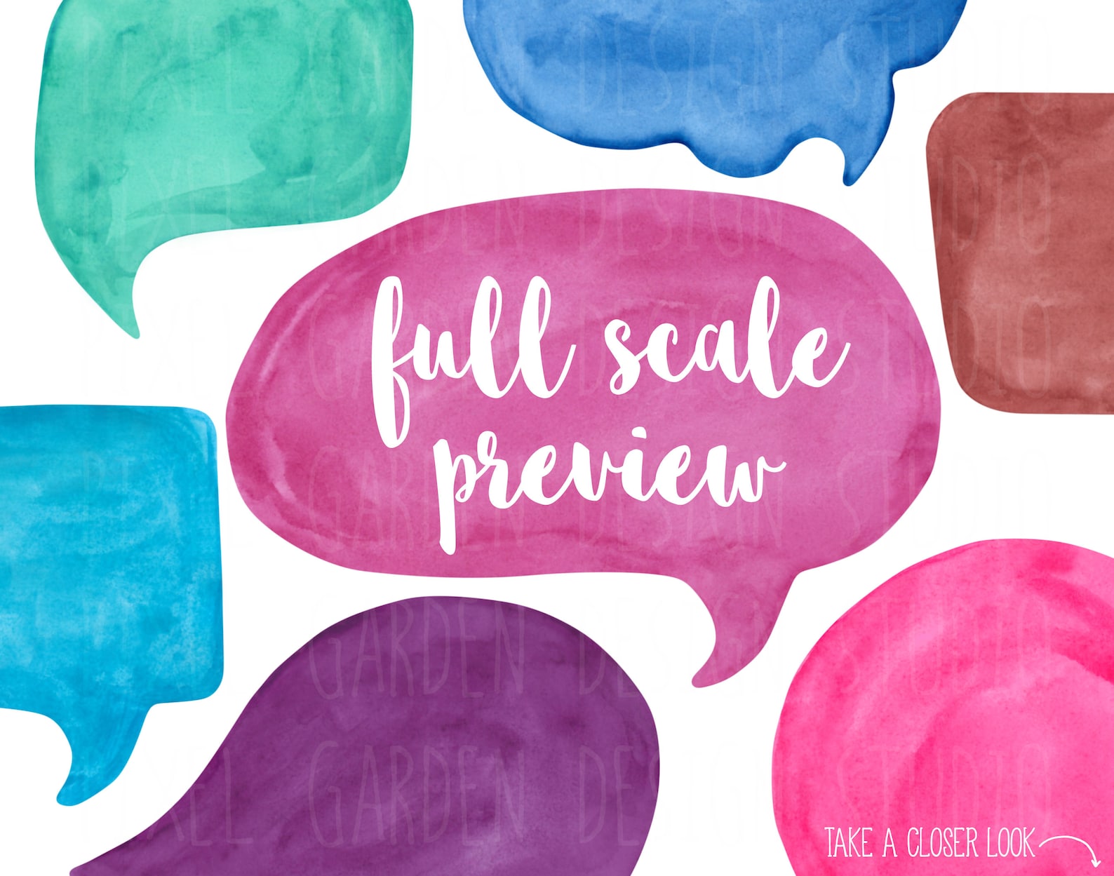 Speech Bubble Clipart. Watercolor Speech Bubble Clip Art. Hand Painted ...