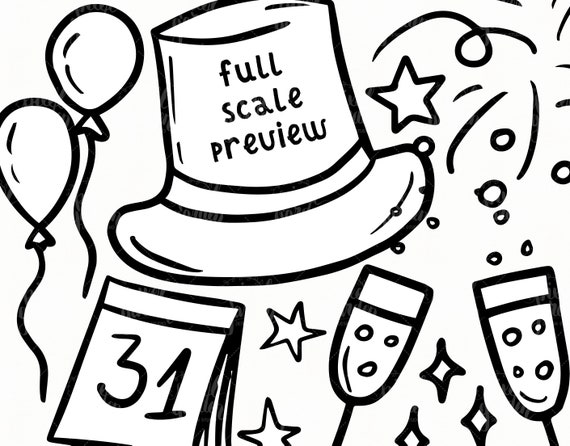 New Years Clipart Black And White