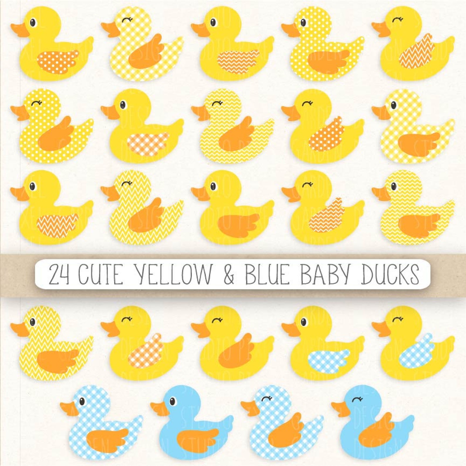 Baby Duck Clipart. Yellow Rubber Duck Baby Shower Clip Art. - Etsy