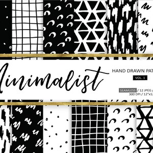 Nordic Minimalist Pattern Bundle. Black, White Scandinavian Digital ...