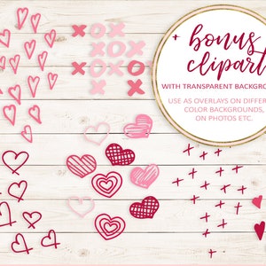 Valentines Day Digital Paper. Minimalist Love, Hearts Background. Hand ...