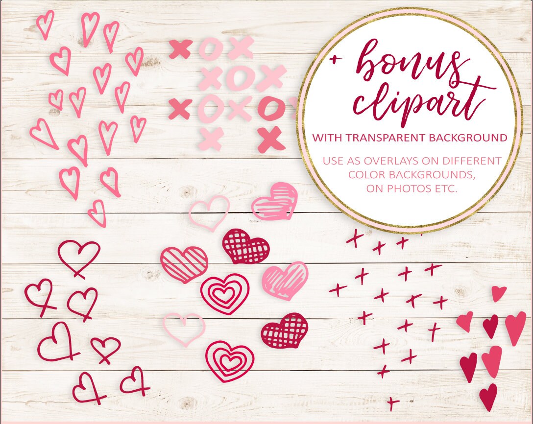 Valentines Day Digital Paper. Minimalist Love, Hearts Background. Hand ...