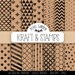 Kraft Digital Paper. Stamped Scrapbook Paper With Hearts, Chevron ...