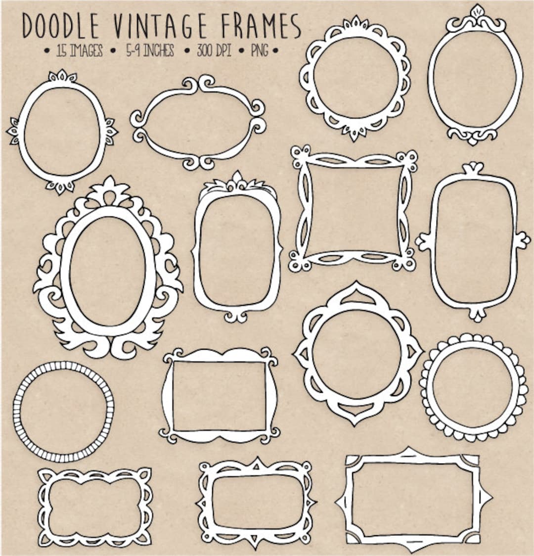 Doodle Frames Clipart. Hand Drawn Frame Clipart. Borders & Frames, Tags ...