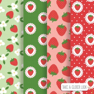 Shabby Strawberry Digital Paper. Cottage Chic Scrapbooking Paper ...