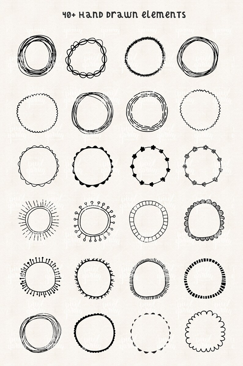 Doodle Frames Clipart. Hand Drawn Frames Clipart. Photo - Etsy