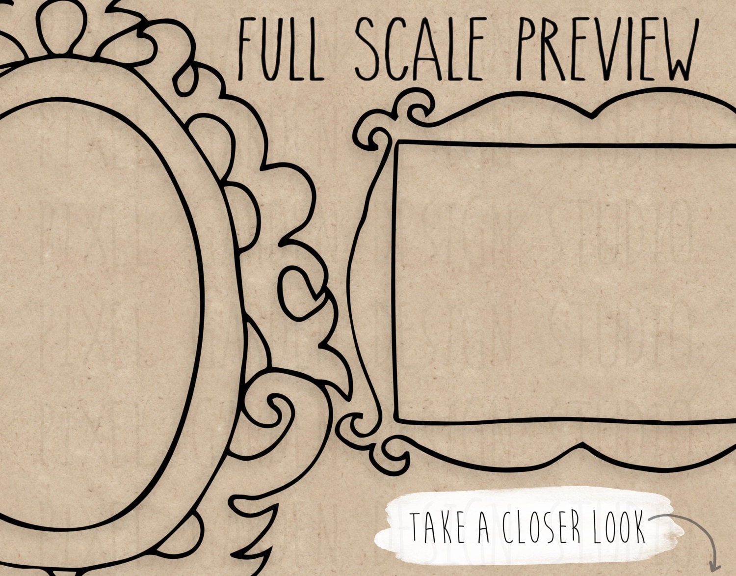 Hand Drawn Vintage Frames Clipart. Doodle Frames Clipart. - Etsy