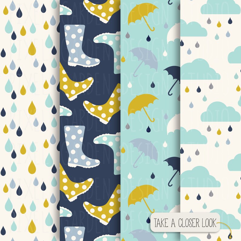 Rain Digital Paper. Raindrop Umbrella Could Patterns. - Etsy