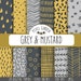 Hand Drawn Digital Papers. Mustard and Grey Doodle Scrapbooking Papers ...