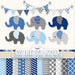 Navy Gray Elephant Clip Art. Boy Baby Shower Digital Paper - Etsy