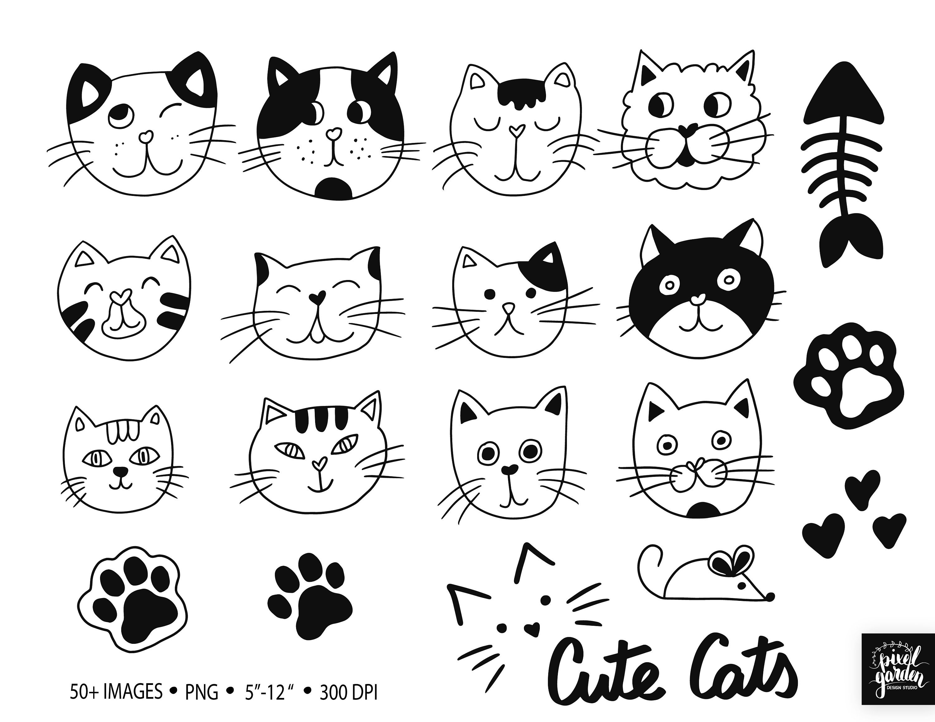 Cats Clipart Black And White