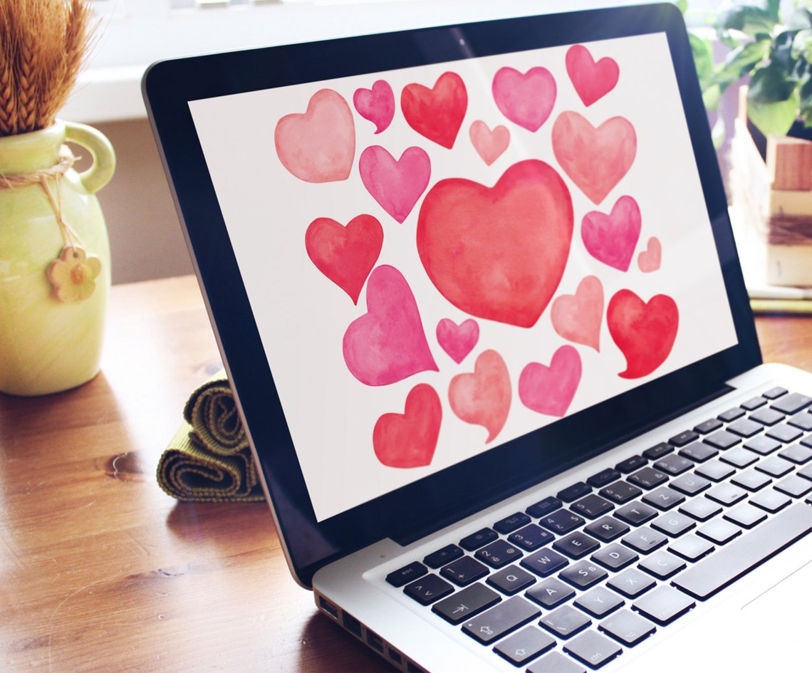 Watercolor Hearts Clipart. Hand Painted Heart Watercolor Clip Art. Red ...