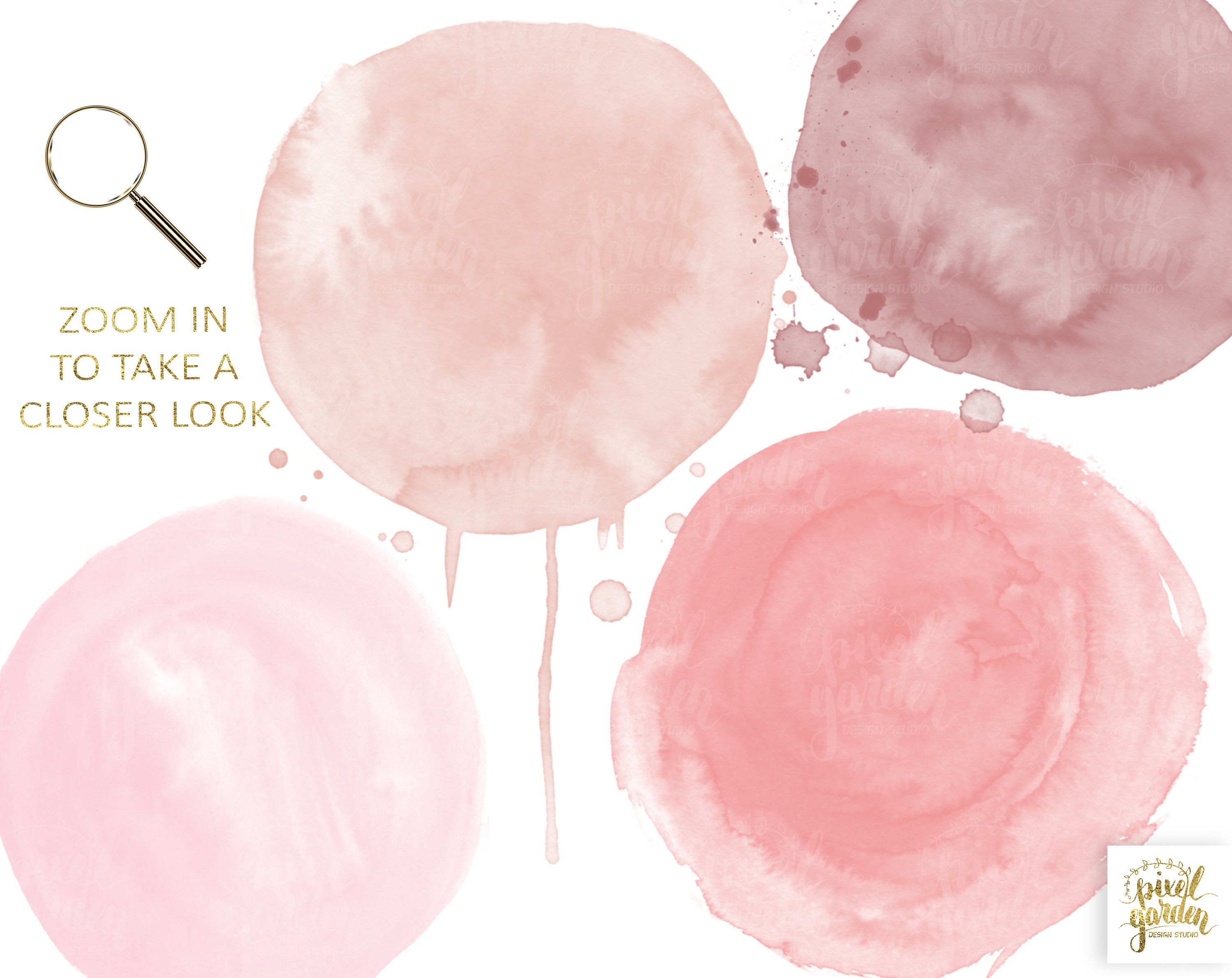 Blush Watercolor Circles Clip Art. Hand Painted Watercolour | Etsy