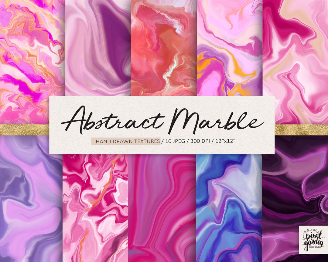 Marble Digital Paper. Purple, Pink Marbled Background. Hand Painted ...
