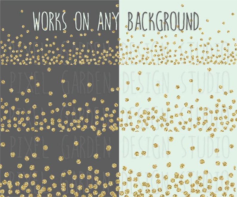 Gold Glitter Confetti Borders Clip Art. Glitter Borders and - Etsy