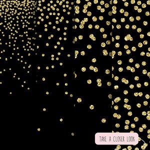 Gold Glitter Confetti Digital Paper. Black and Gold Confetti ...