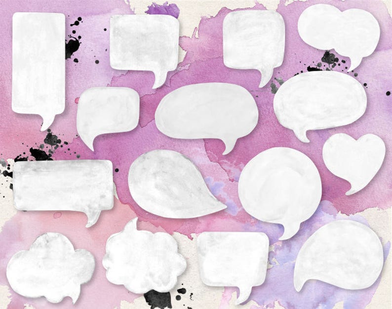 Speech Bubble Clipart. Watercolor Speech Bubble Clip Art. Hand - Etsy