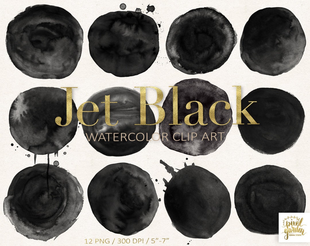 Watercolor Circles Clip Art. Black Hand Painted Watercolour Shapes ...