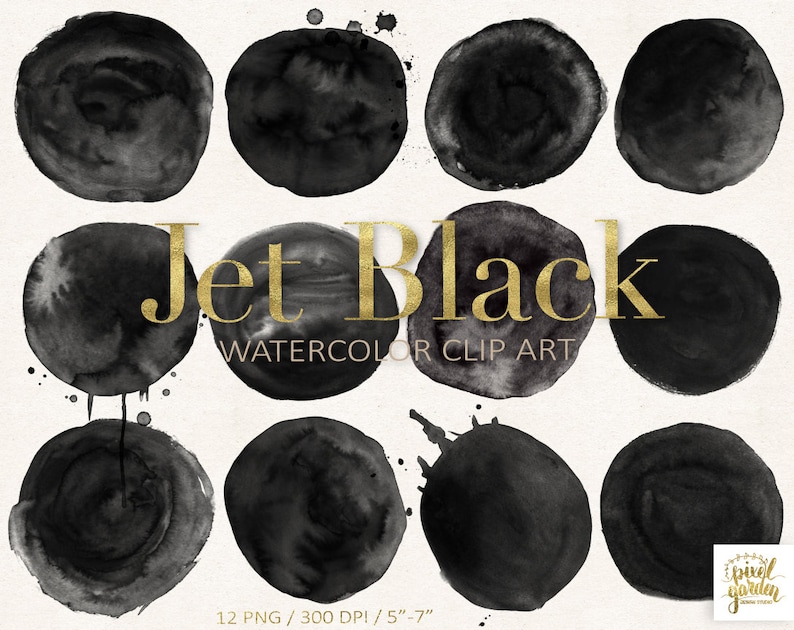 Watercolor Circles Clip Art. Black Hand Painted Watercolour - Etsy
