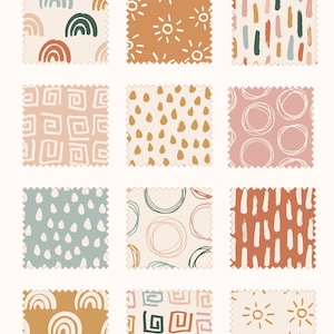 Boho Rainbows Seamless Patterns. Kids Boho Backgrounds. Brush Stroke ...
