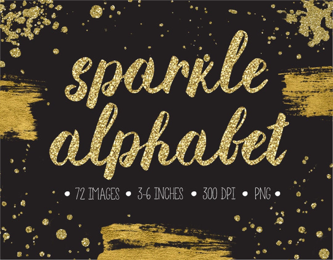 Glitter Alphabet Clipart. Gold Glitter Letters, Numbers, Metallic ...