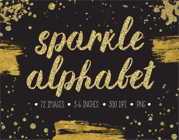 Glitter Alphabet Clipart. Gold Glitter Letters Numbers | Etsy