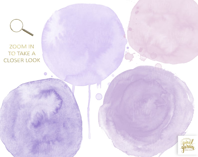 Lavender Watercolor Circles Clip Art. Purple Logo Design | Etsy Ireland