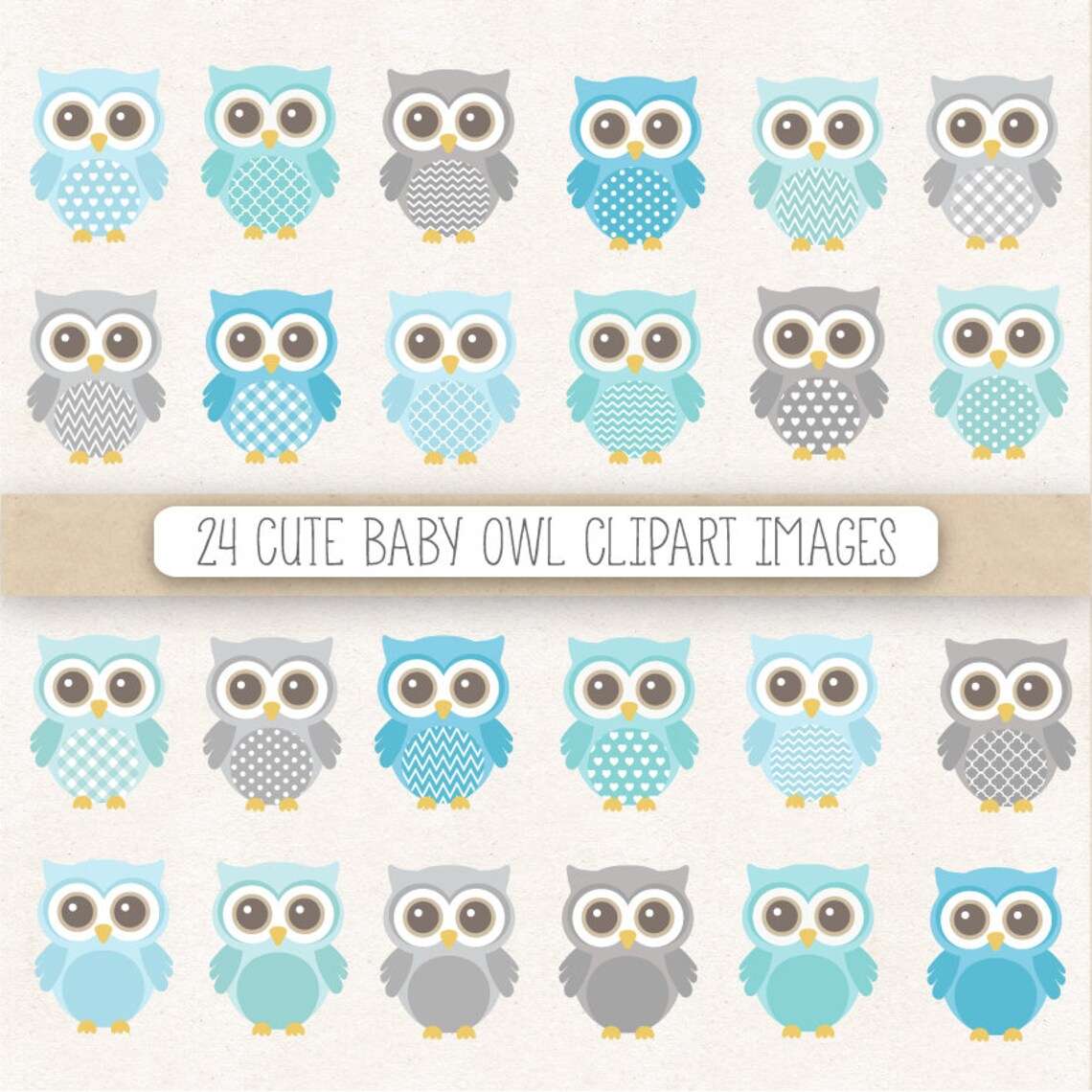 Baby Owl Clip Art for Nursery Baby Shower. Baby Boy Digital - Etsy