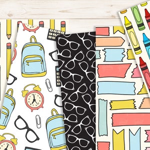 School Digital Paper. Doodle Back to School Background. Hand Drawn ...