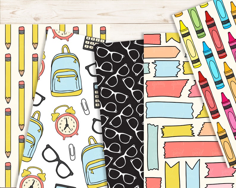 School Digital Paper. Doodle Back to School Background. Hand Drawn ...