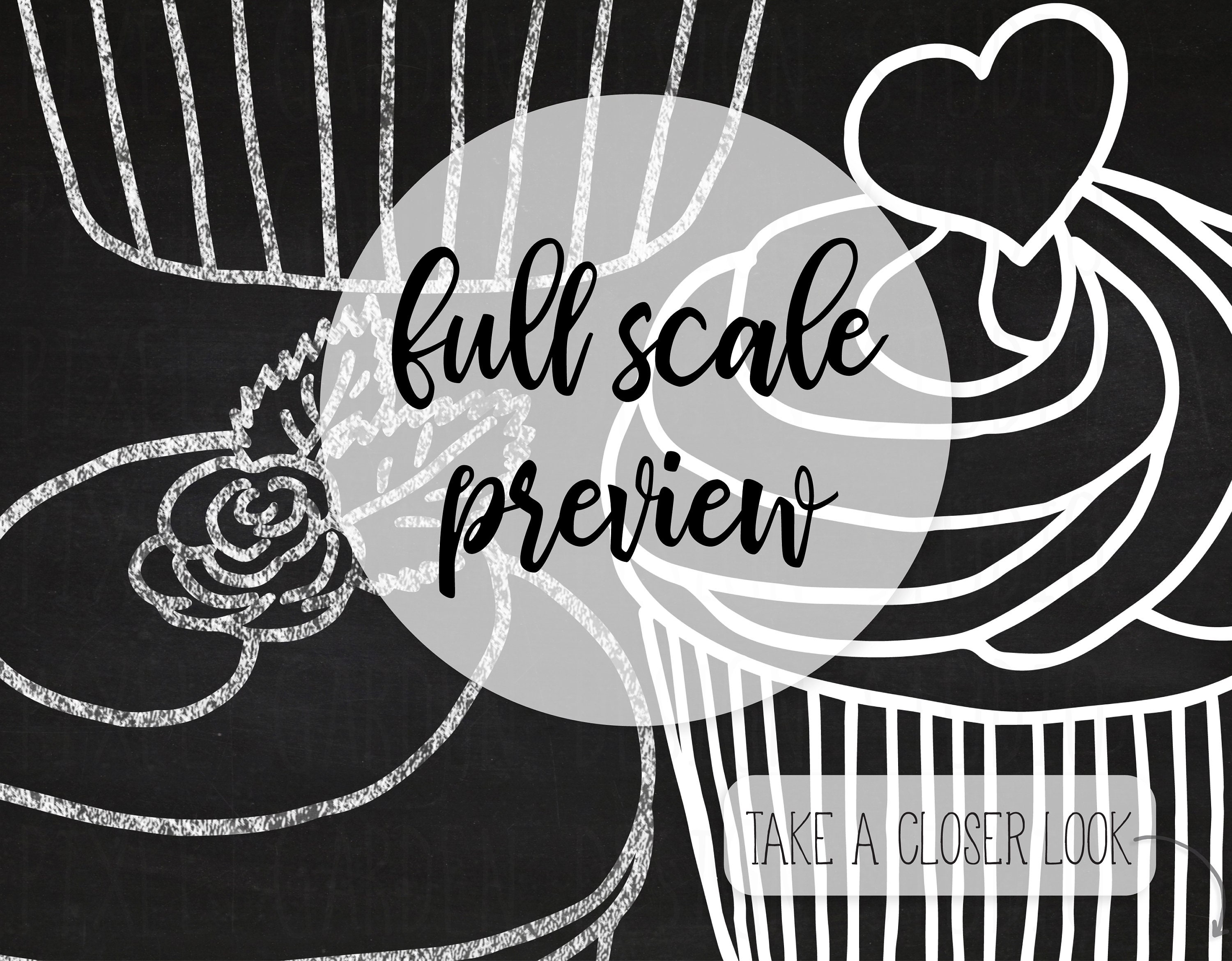 Chalkboard Cupcake Clipart. Hand Drawn White Cupcake Outlines. | Etsy UK