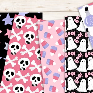 Purple Halloween Digital Paper. Hand Drawn Spooky Halloween Background ...