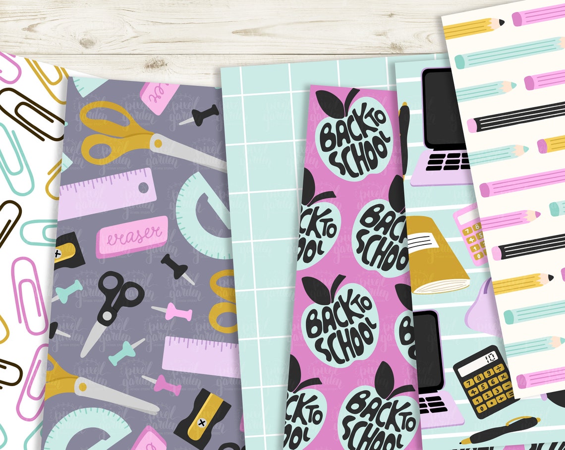 Back to School Digital Paper. Office Supplies Student - Etsy