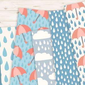 Rain Digital Paper. Raindrop, Umbrella, Could Patterns. Umbrellas ...