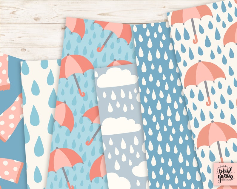 Rain Digital Paper. Raindrop Umbrella Could Patterns. - Etsy