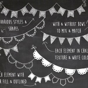 Chalkboard Bunting Banner Clip Art. Hand Drawn Birthday Bunting Banners ...