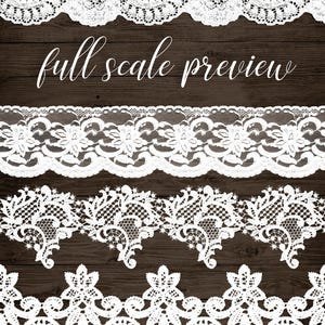White Lace Border Clip Art. Wedding Lace Clipart. Shabby, Rustic Lace ...