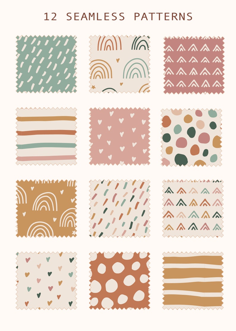 Cute Boho Digital Paper. Boho Rainbow Seamless Pattern. Polka - Etsy