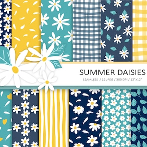 Daisy Digital Paper. Seamless Daisies Pattern. Summer Flower, Floral ...