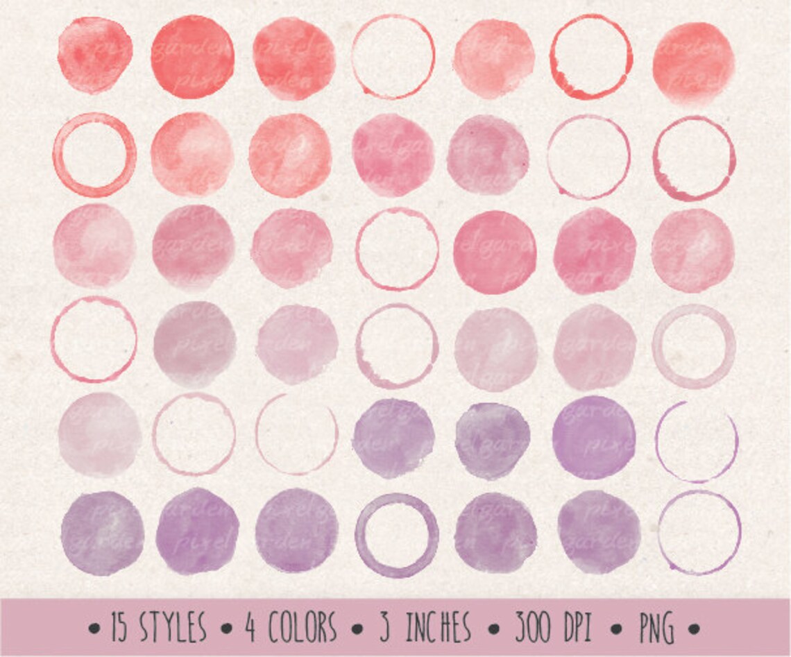 Watercolor Circles Clip Art. Hand Painted Bubbles. Hand Drawn | Etsy