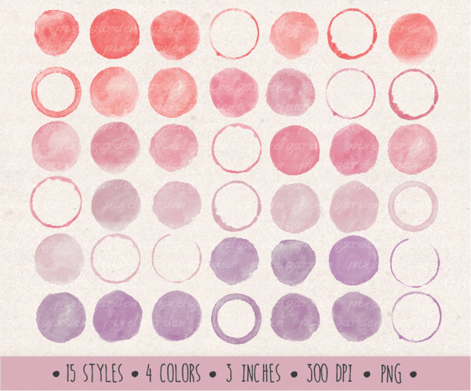 Watercolor Circles Clip Art. Hand Painted Bubbles. Hand Drawn | Etsy