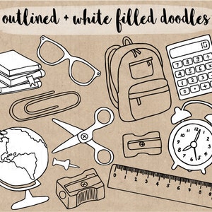 Back to School Clipart. Hand Drawn Digital School, Teacher, Student ...