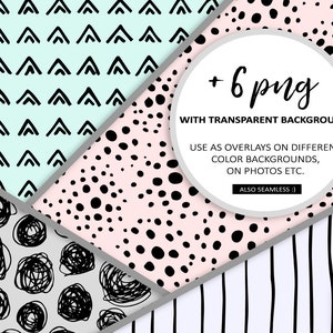 Nordic Digital Paper. Black, White Scandinavian Patterns. Hand Drawn ...